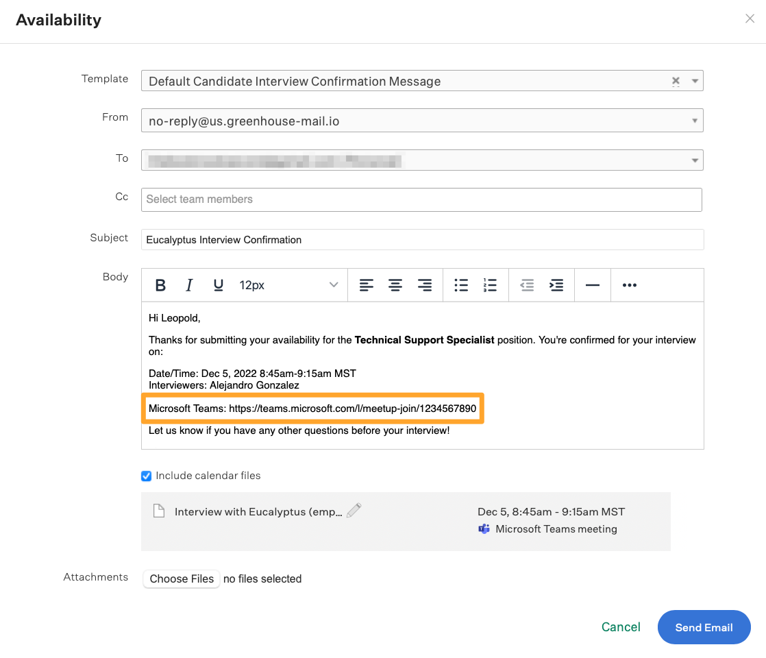 Microsoft Teams integration – Greenhouse Support