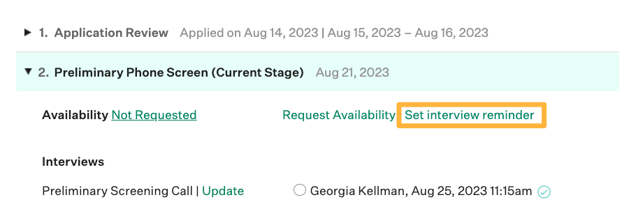 Candidate interview reminders – Greenhouse Support