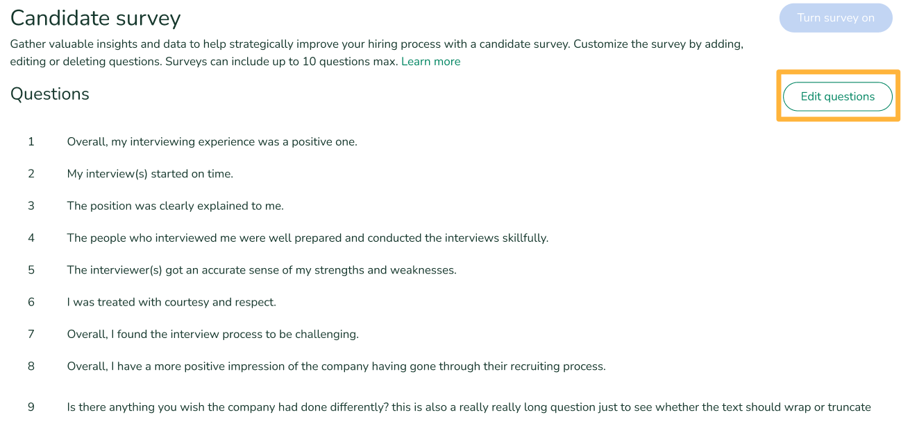 Add or delete a survey question – Greenhouse Support