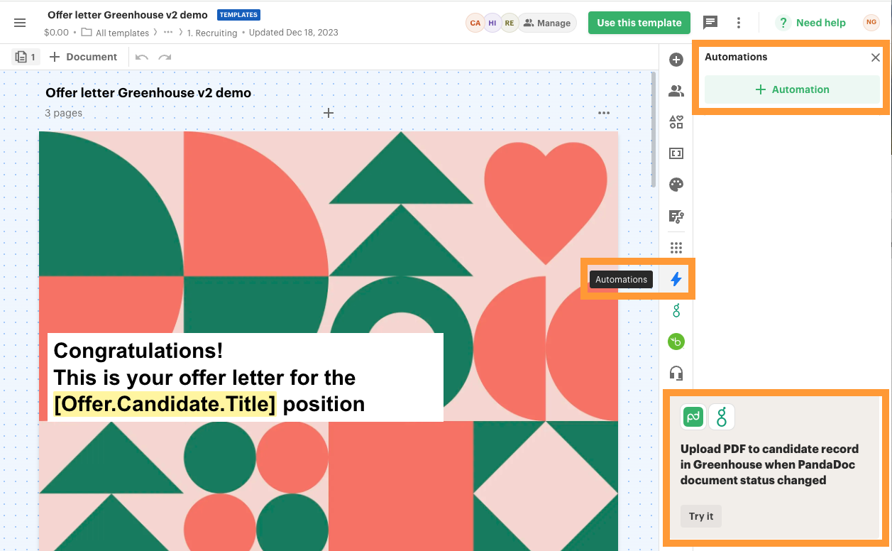 PandaDoc integration – Greenhouse Support