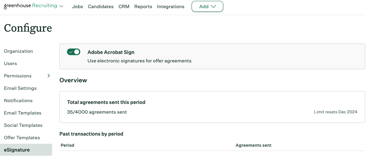 Send offers for e-Signature with Adobe Acrobat Sign – Greenhouse Support