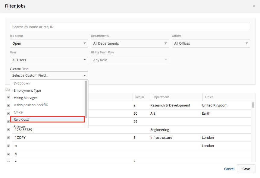Filter Reports by Custom Job Fields – Greenhouse Support