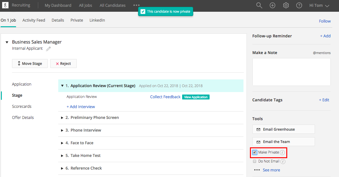 Scorecard Visibility for Internal Applicants – Greenhouse Support