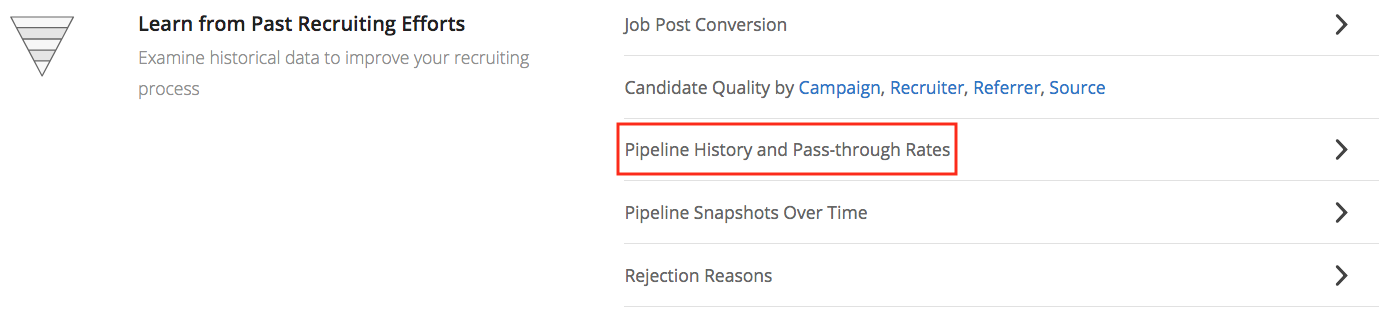 Pipeline history and pass-through rates report – Greenhouse Support