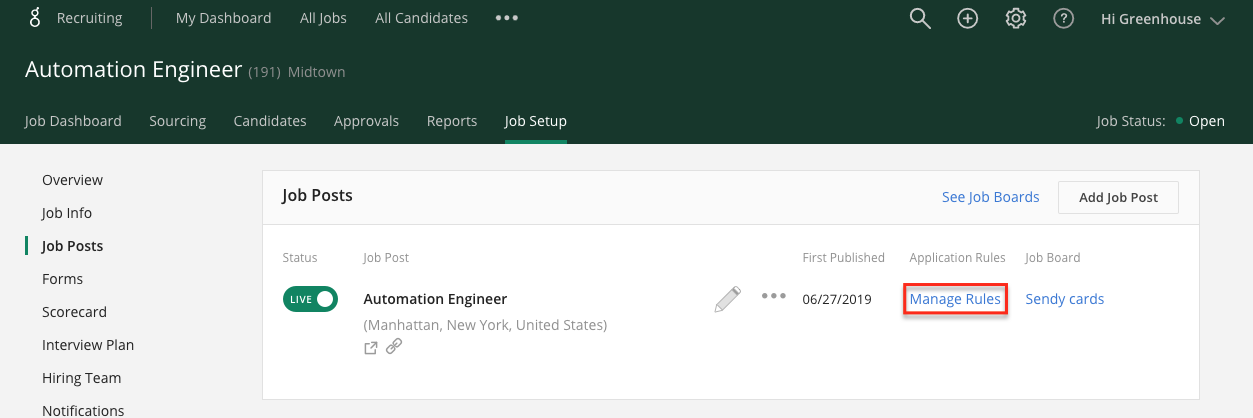 Application Rules Overview – Greenhouse Support