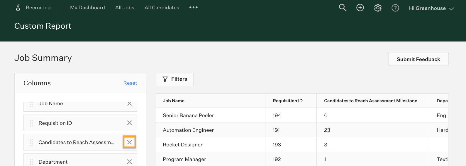 Create a custom report using Report Builder – Greenhouse Support