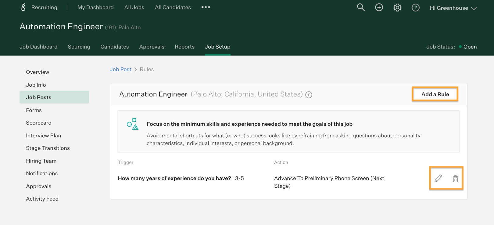 Application rules overview – Greenhouse Support