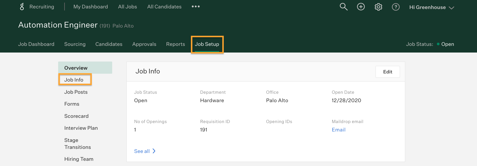 IntelliCorp integration – Greenhouse Support