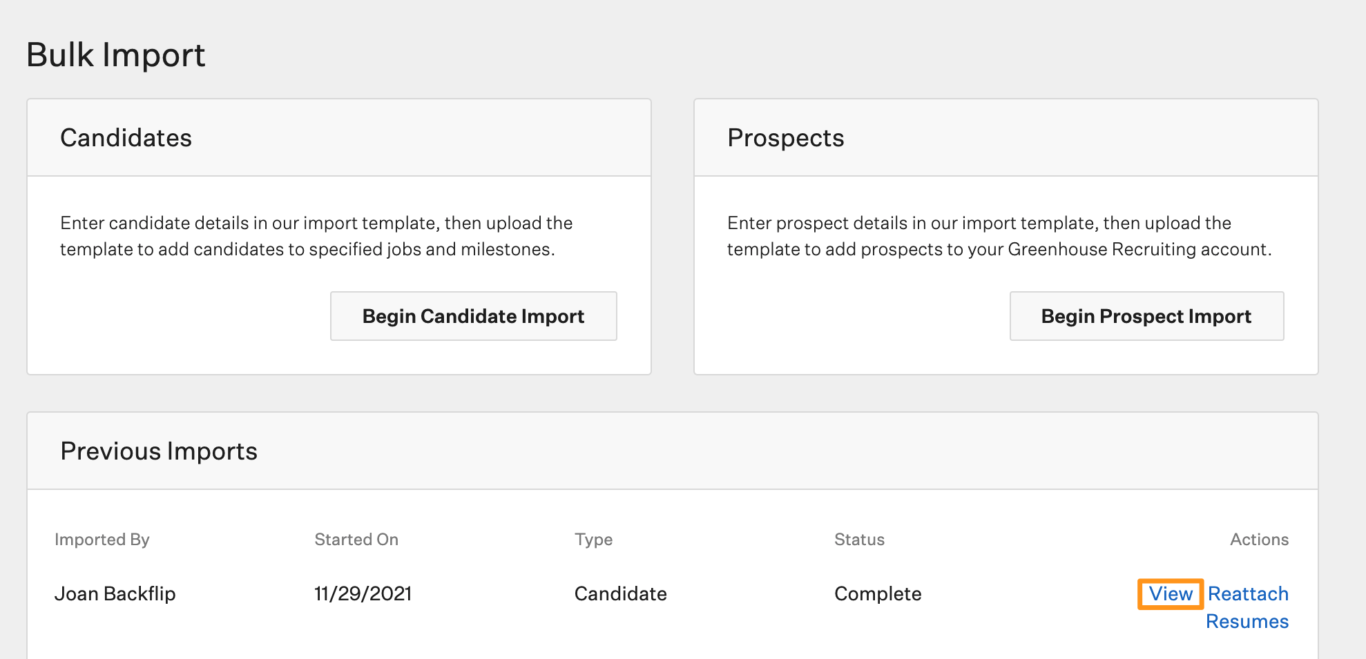 Bulk import candidates from spreadsheet – Greenhouse Support