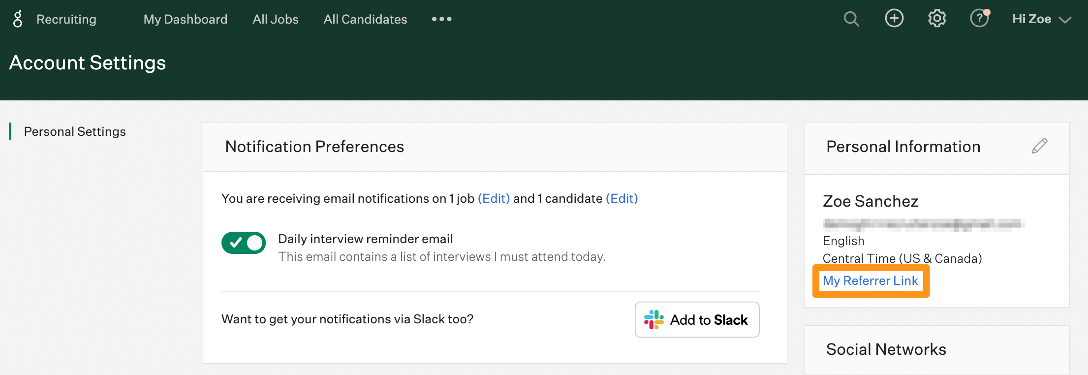 Generate my referrer link – Greenhouse Support