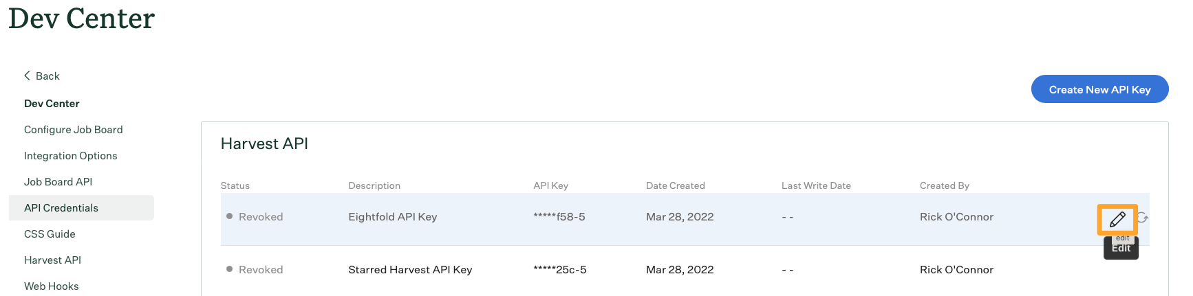 Manage Harvest API key permissions – Greenhouse Support