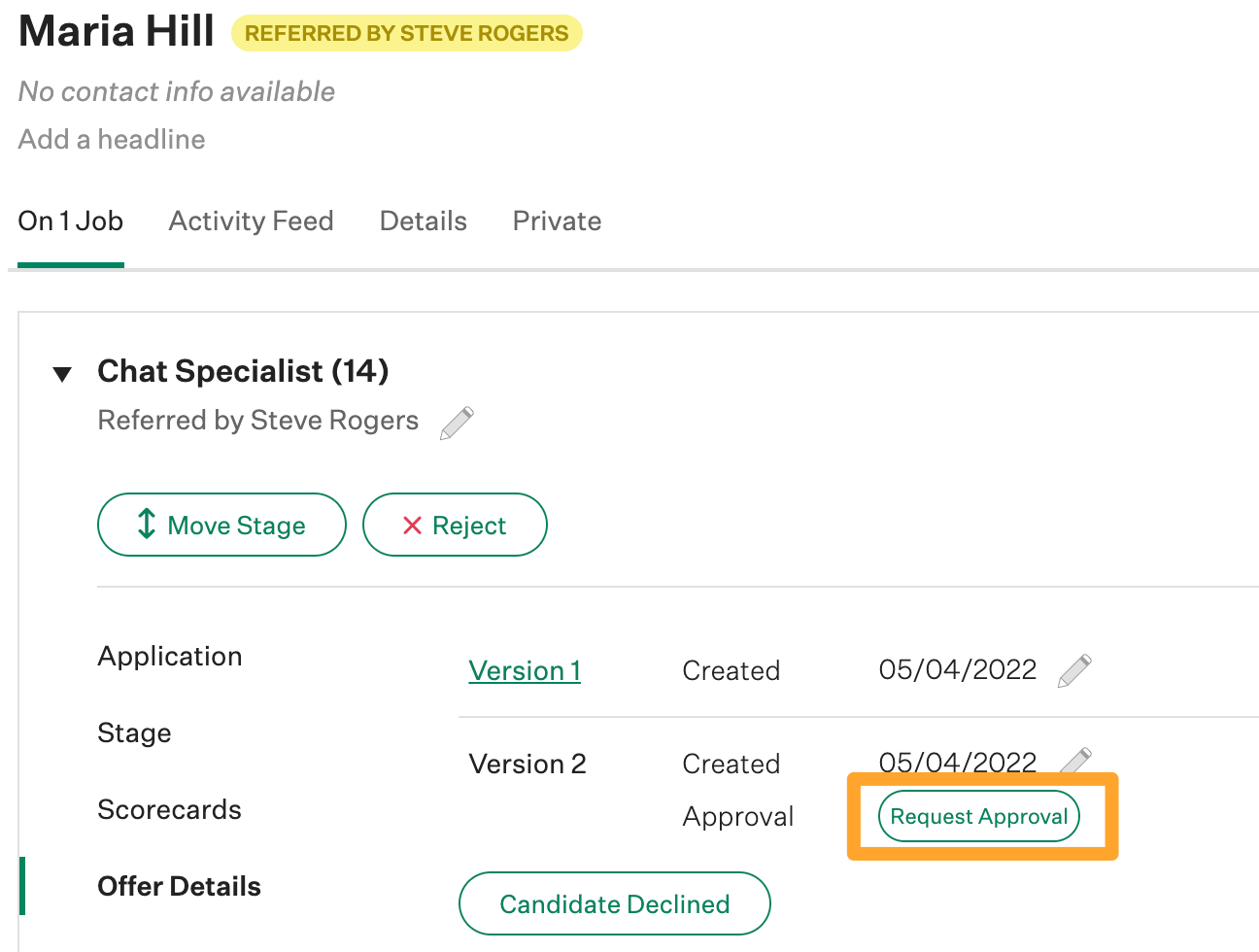 Create a new offer and re-trigger offer approval – Greenhouse Support