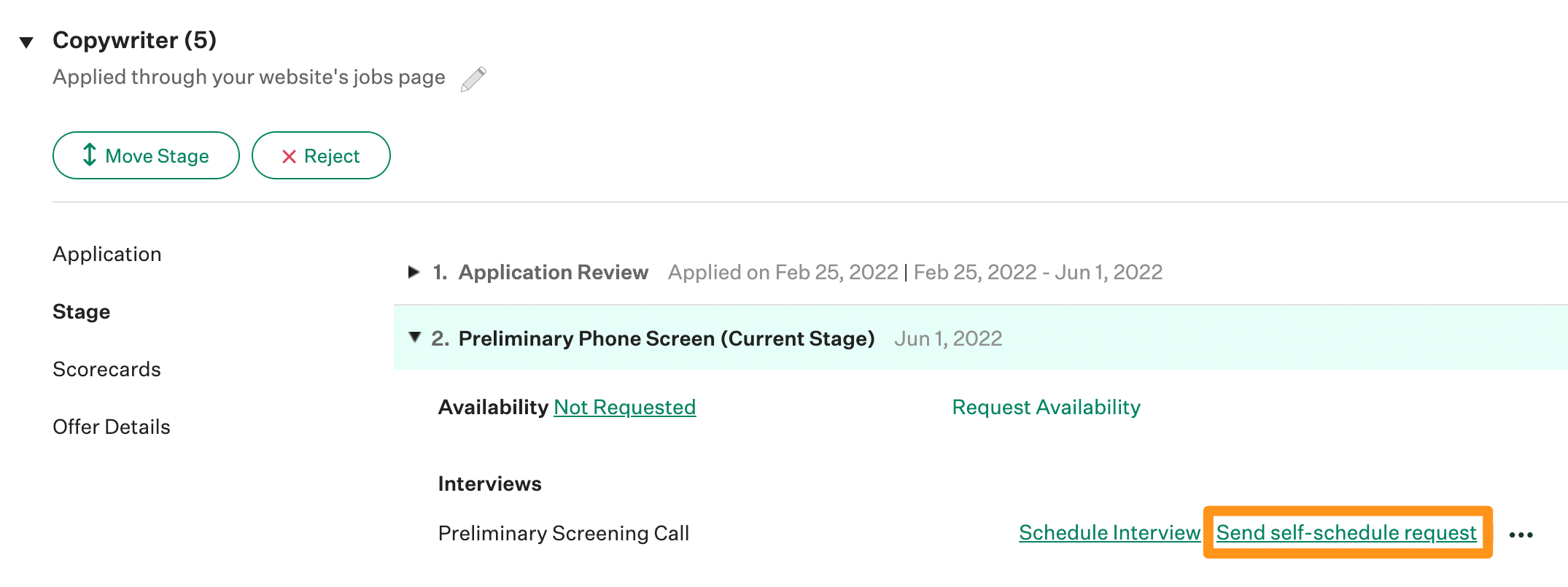 Send a self-schedule request – Greenhouse Support