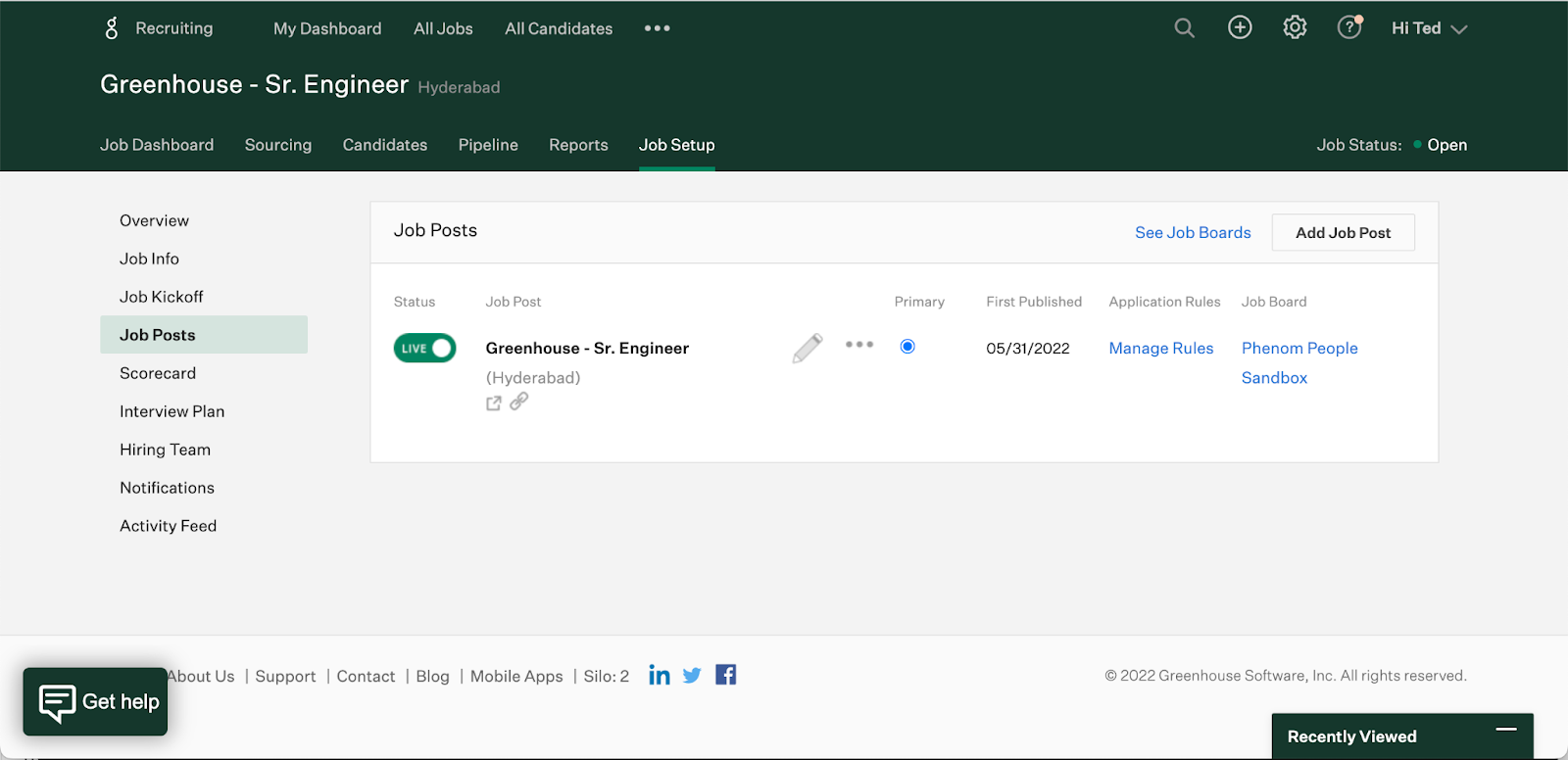 Phenom integration – Greenhouse Support