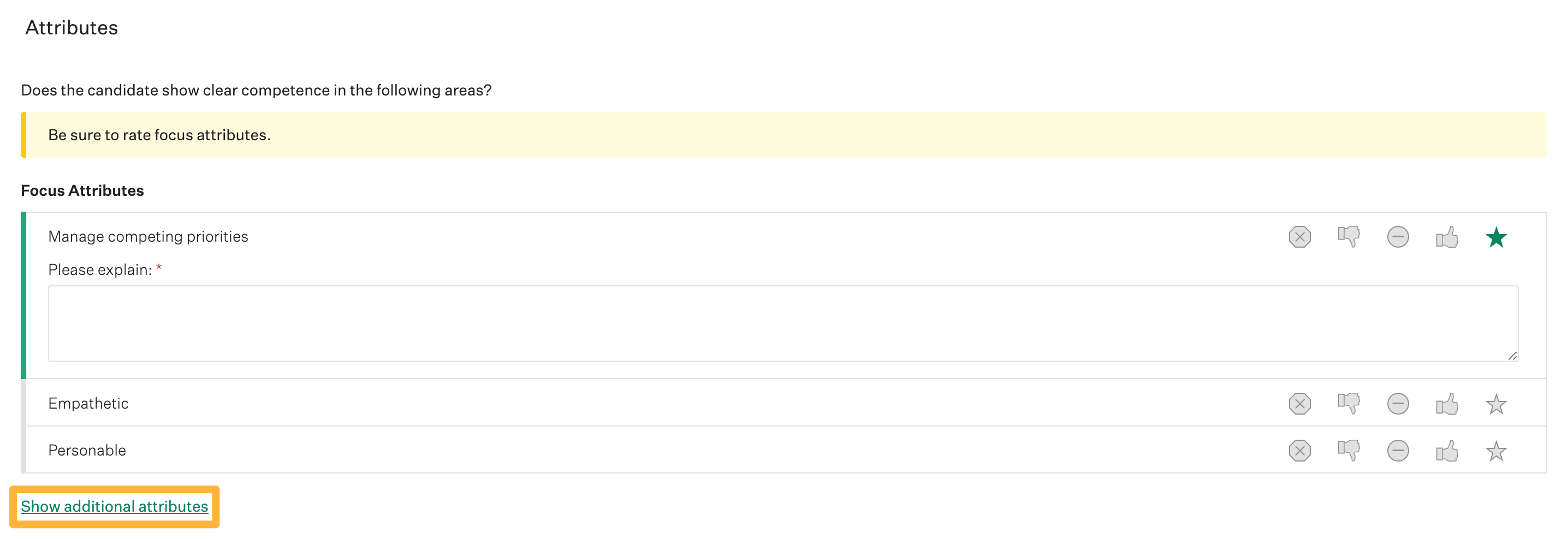 Assign or edit focus attributes on a scorecard – Greenhouse Support