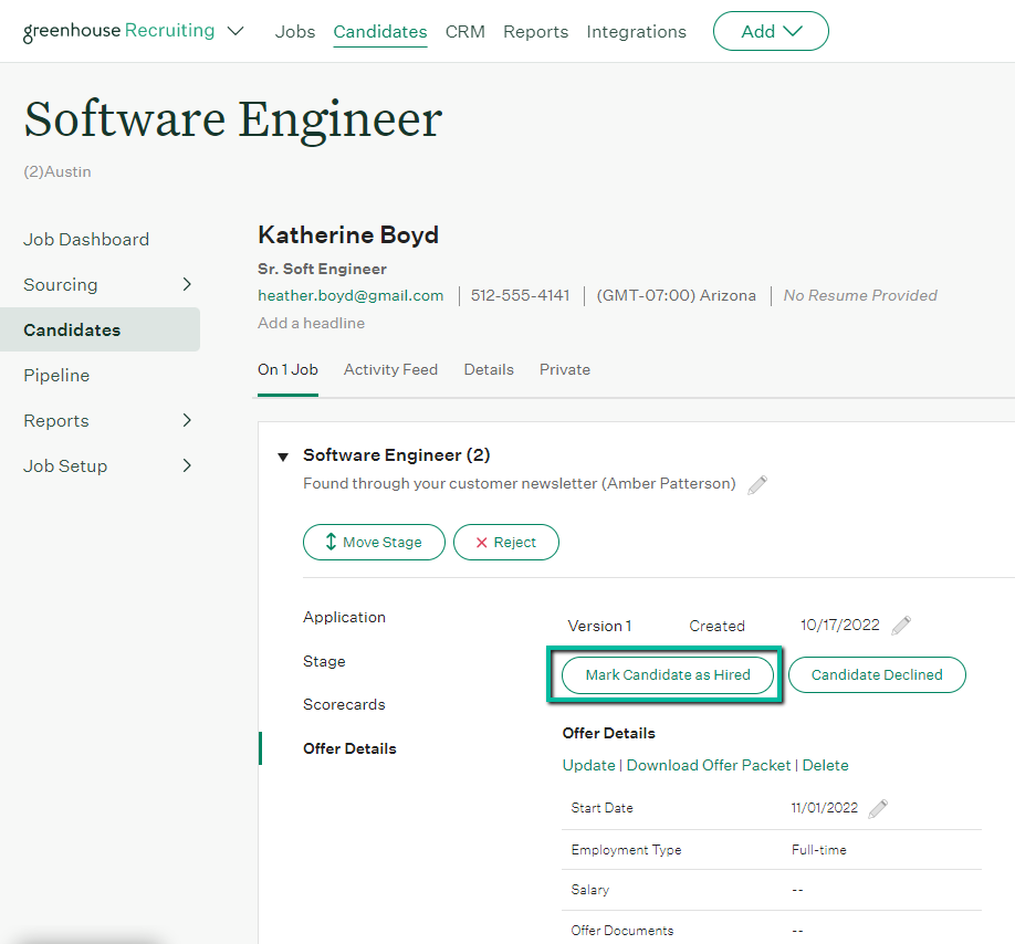 Paylocity integration – Greenhouse Support